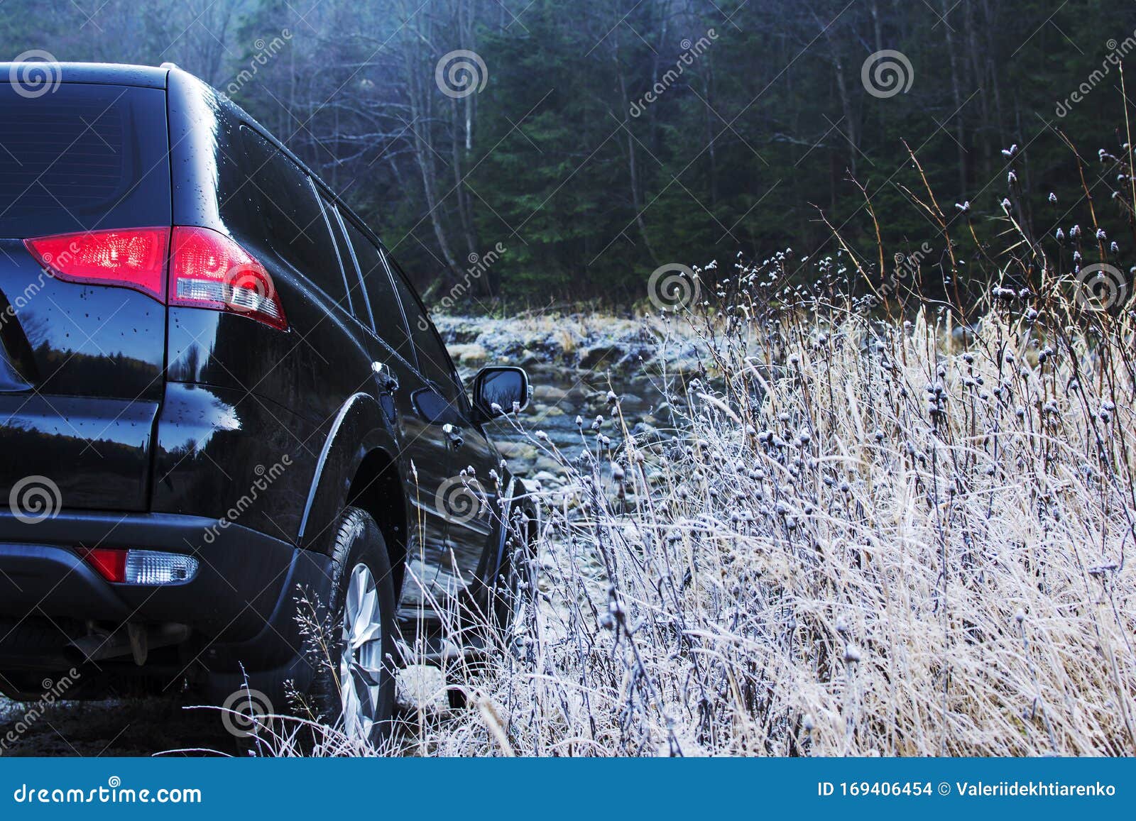 Off-road Car Driving Mountain River Stock Photo - Image of river ...