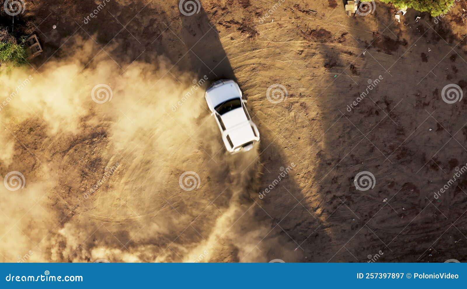 Off-road Car is Making Donuts Burnout on the Dirty Road Stock Video ...