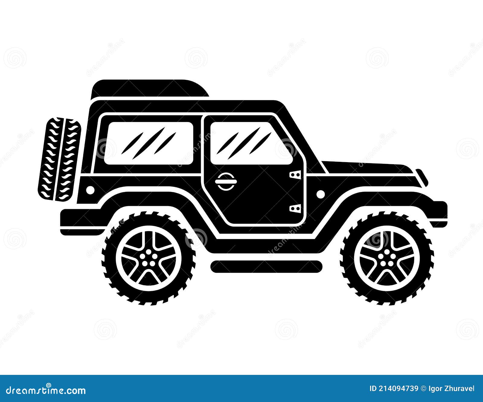 Off Road Car Side View Vector Black Illustration Isolated on White ...