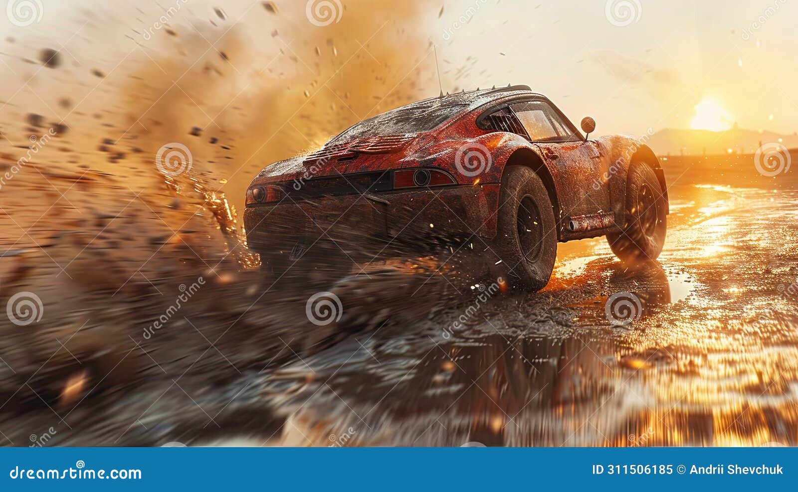 Off Road Car with Splashes of Mud in Motion Stock Illustration ...
