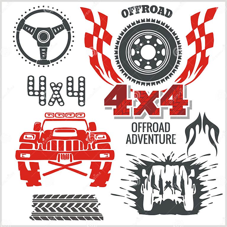 Off-road Elements and Emblem - Vector Set Stock Vector - Illustration ...