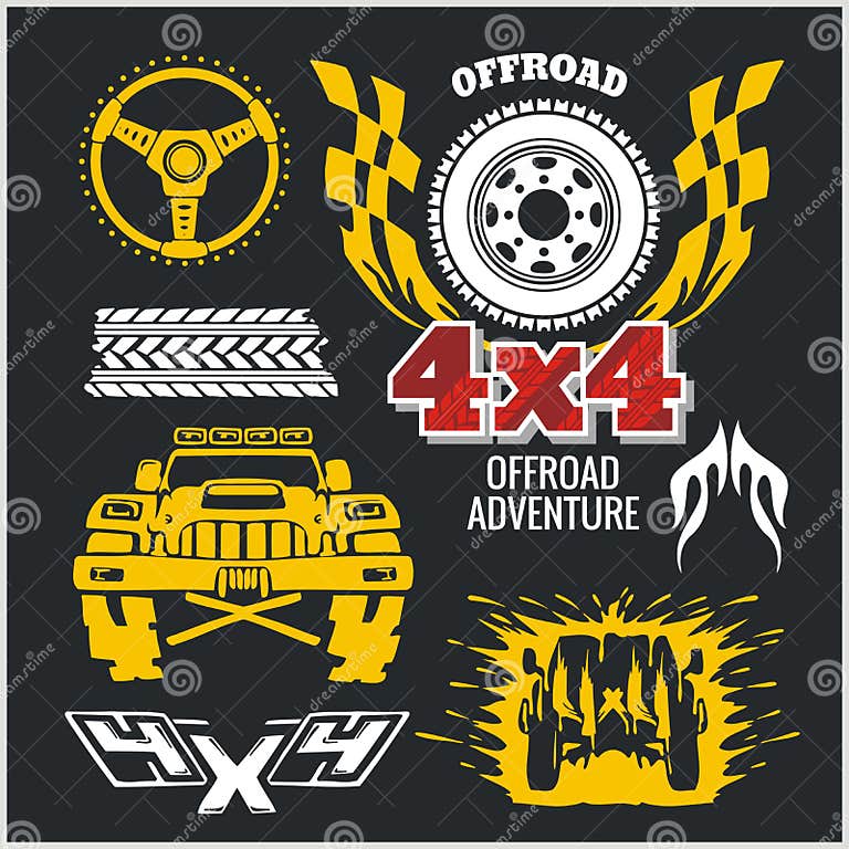 Off-road Elements and Emblem - Vector Set Stock Vector - Illustration ...