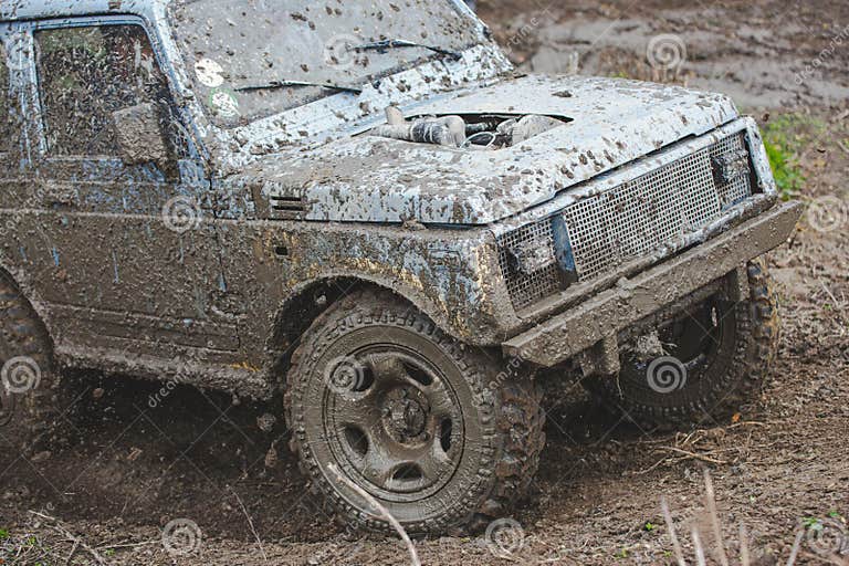 Off-road Modified Car Covered in Mud Stock Photo - Image of transport ...