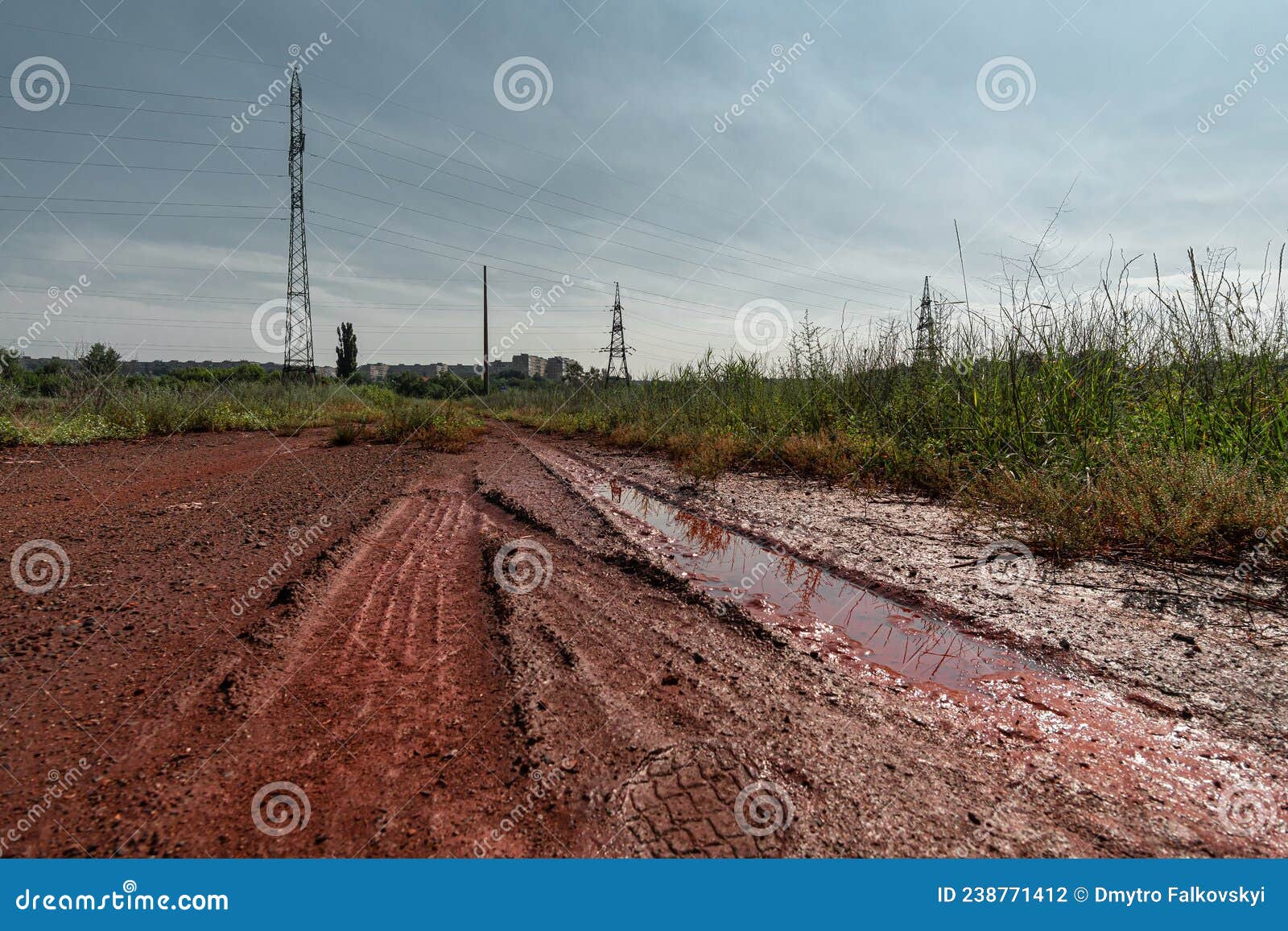 Off Road with Red Mud from Iron Ore Stock Photo - Image of ground ...