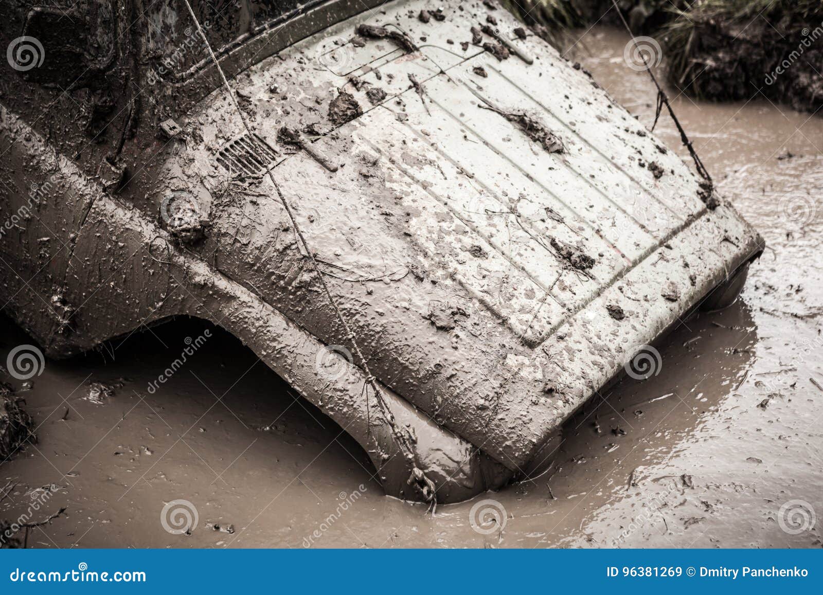 Off-road Trophy Car UAZ 469 Stucks in Deep Mud. Stock Image - Image of ...