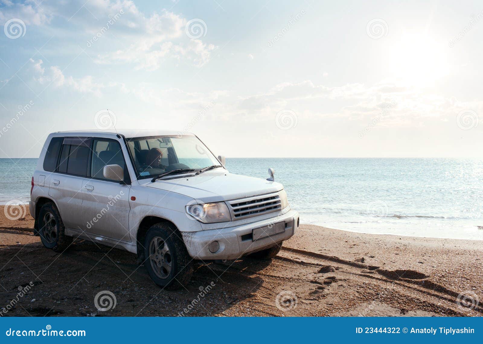 Off-road Vehicle on the Beach Stock Photo - Image of clouds, large ...