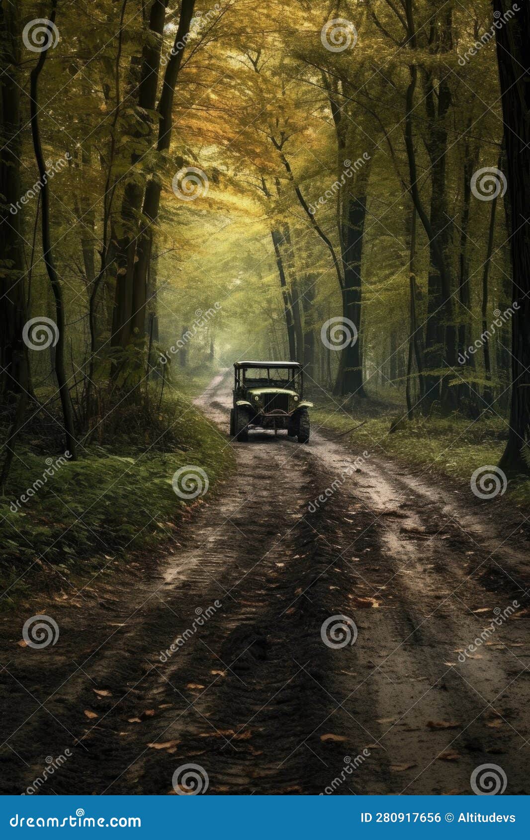 Off-road Vehicle on a Dirt Track in the Forest Stock Photo - Image of ...