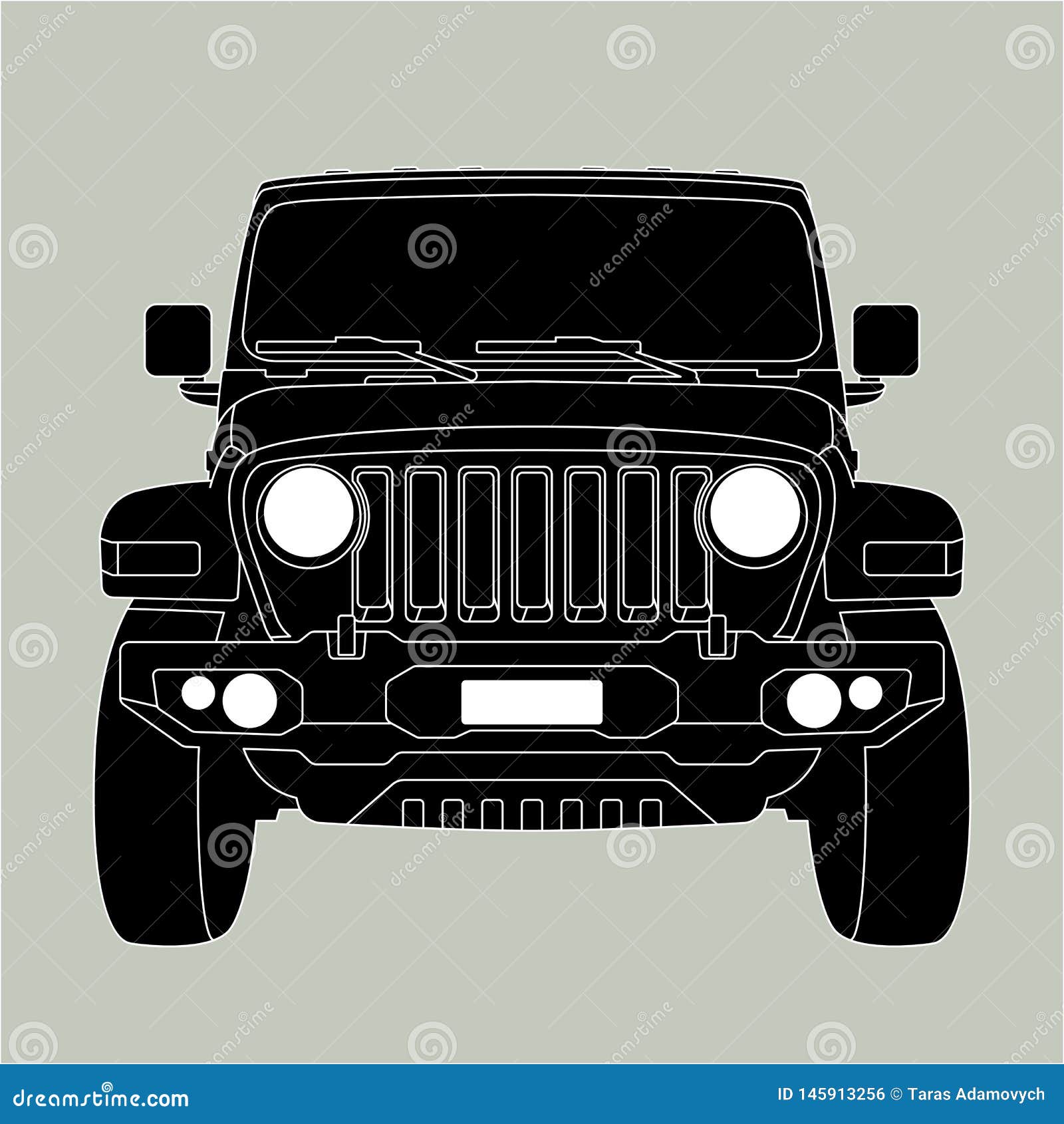 Off-road Vehicle Jeep Vector Illustration Front Stock Vector ...