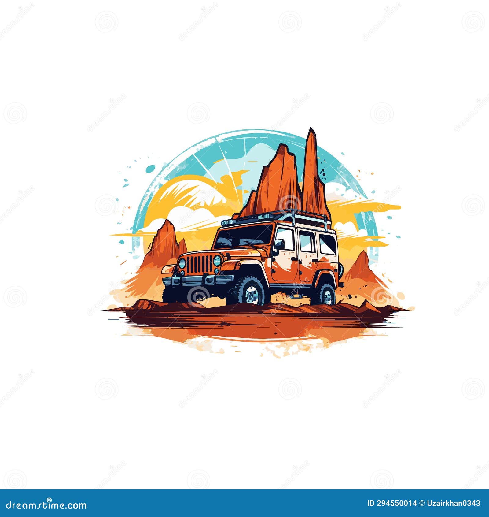 Off-road Safari Jeep in the Mountain & Desert Stock Vector ...