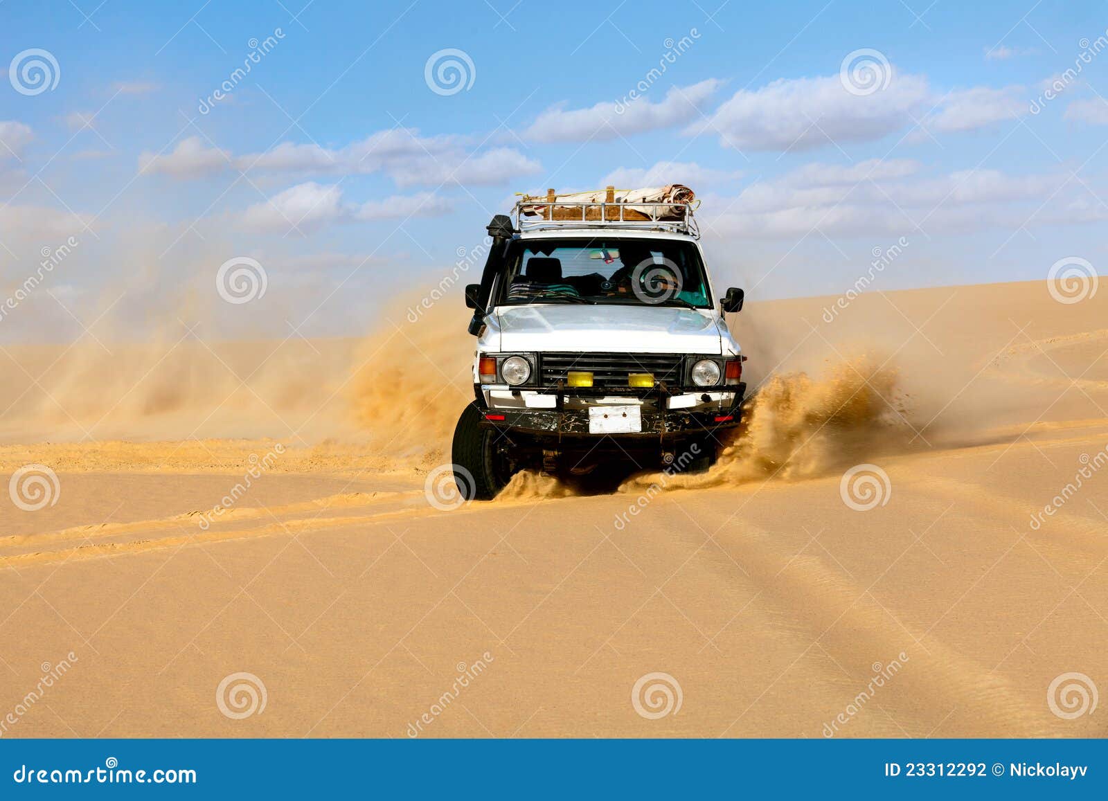 Off-road Vehicles Driving in Sahara Sand Desert Stock Photo - Image of ...