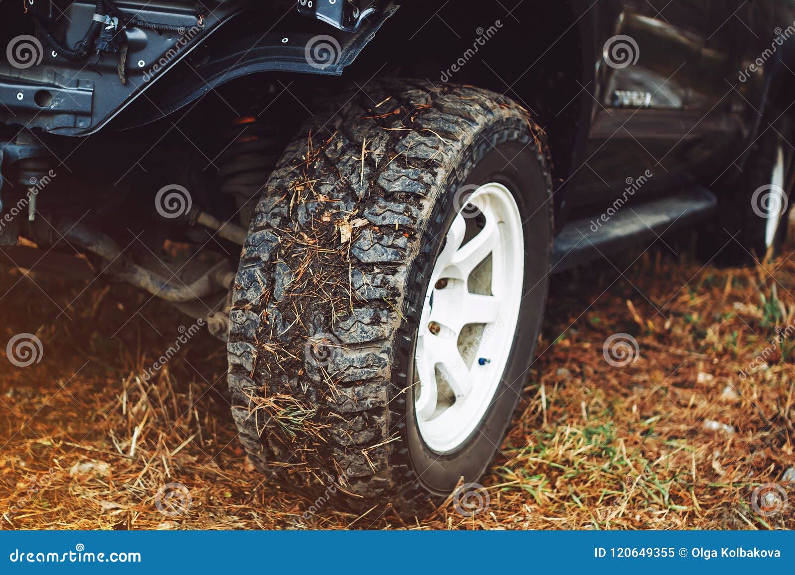 Off-road wheel in mud stock image. Image of move, explore - 120649355