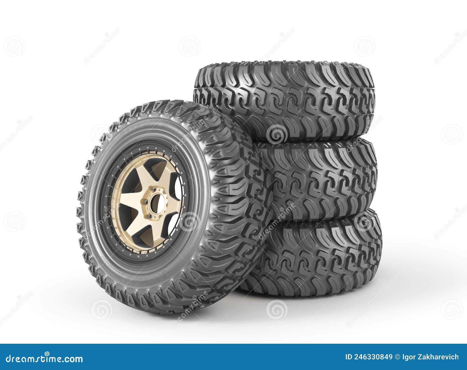 Off Road Wheels Stacked on a White Background. Stock Illustration ...