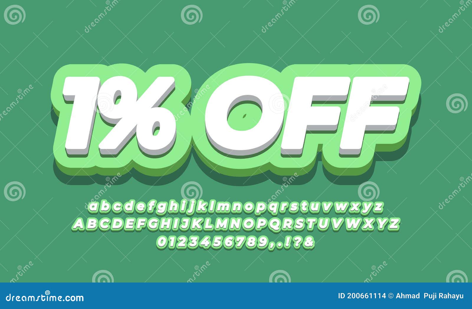 1 Off Sale Discount Promotion Text 3d Modern Green Stock Vector ...