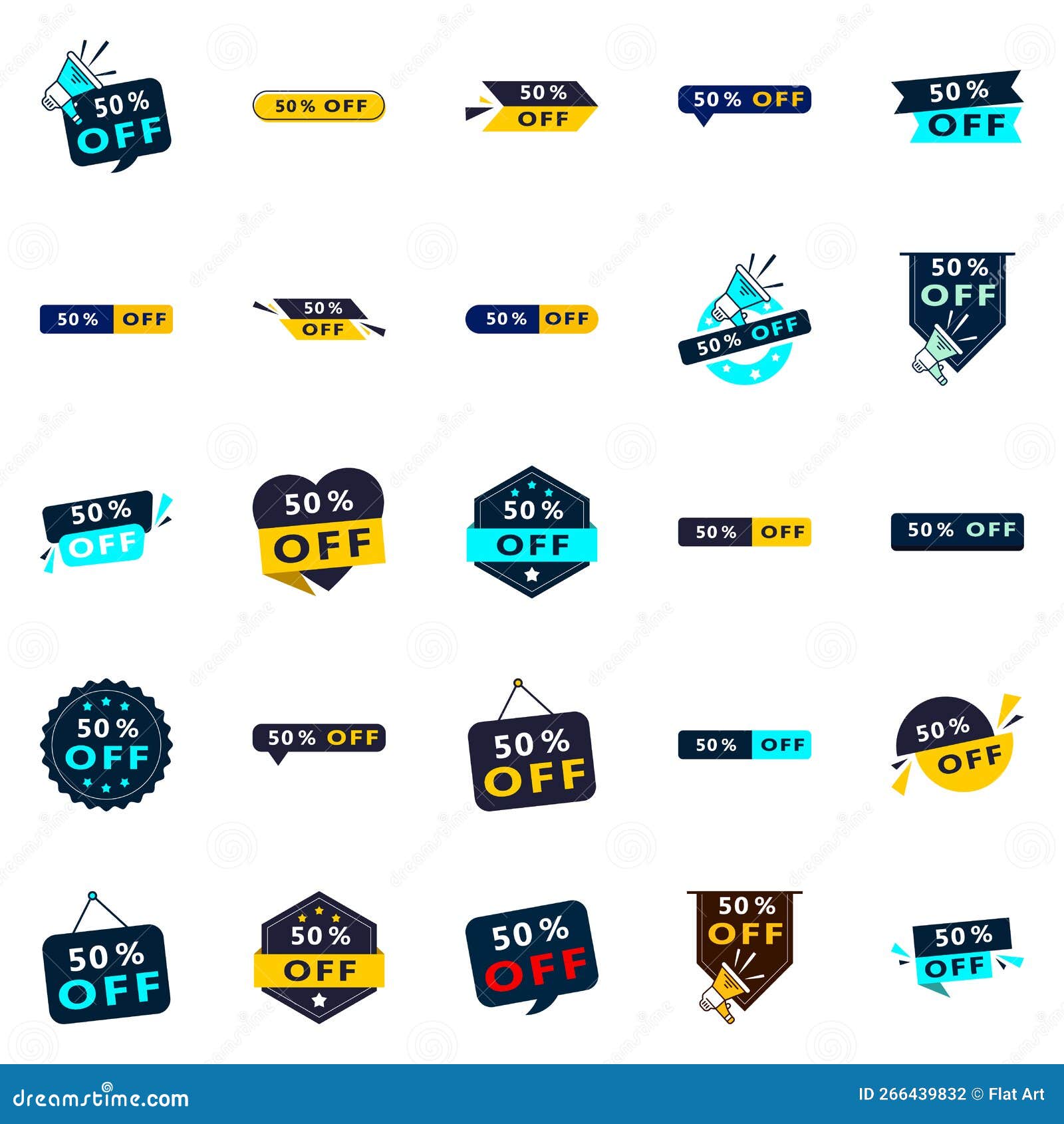 50 Off Set - 25 Different Design Options Stock Vector - Illustration of ...
