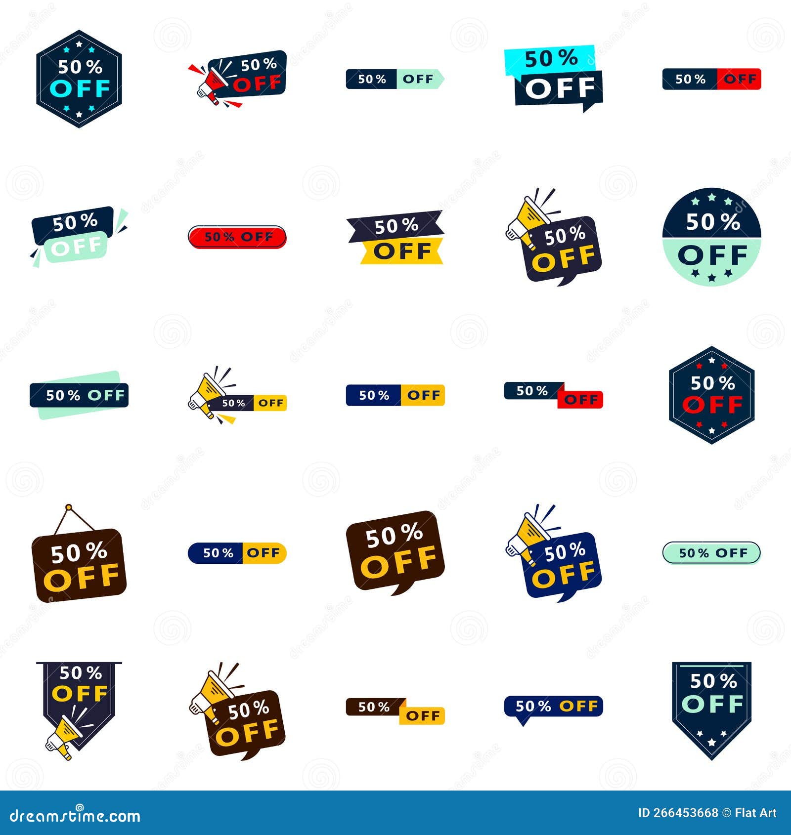 50 Off Set - 25 Different Design Options Stock Vector - Illustration of ...