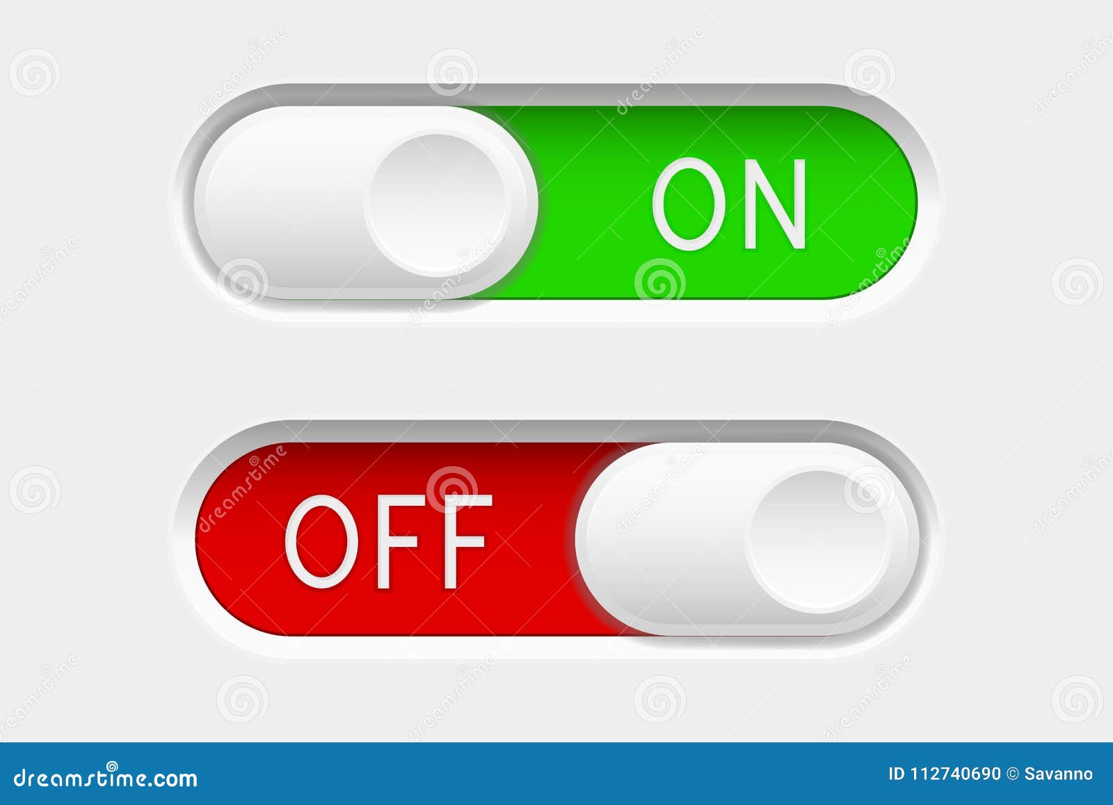 On and Off Slider Buttons. Red and Green Switch Interface Buttons Stock ...