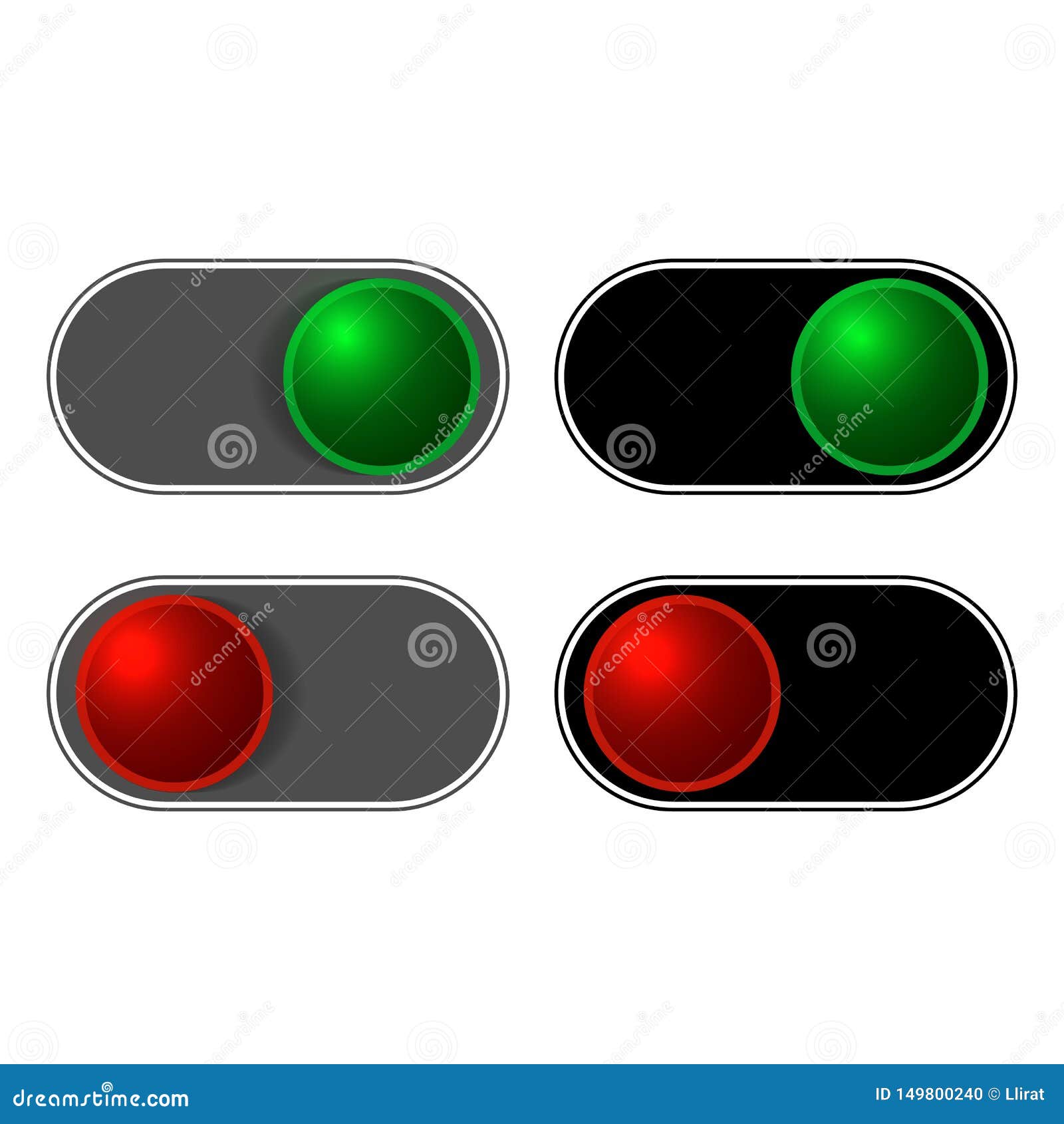 On-off sliding buttons set stock vector. Illustration of modern - 149800240