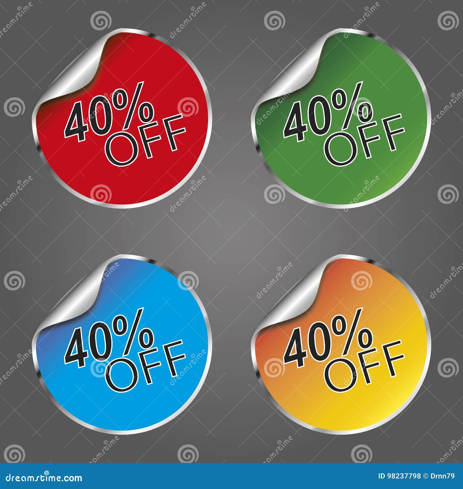 40& off Sticker Set stock illustration. Illustration of sale - 98237798