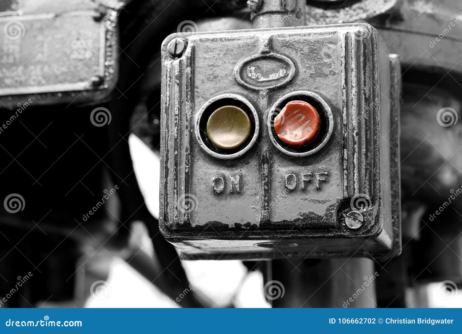 An on Off Switch for an Industrial Machine. Stock Photo - Image of ...