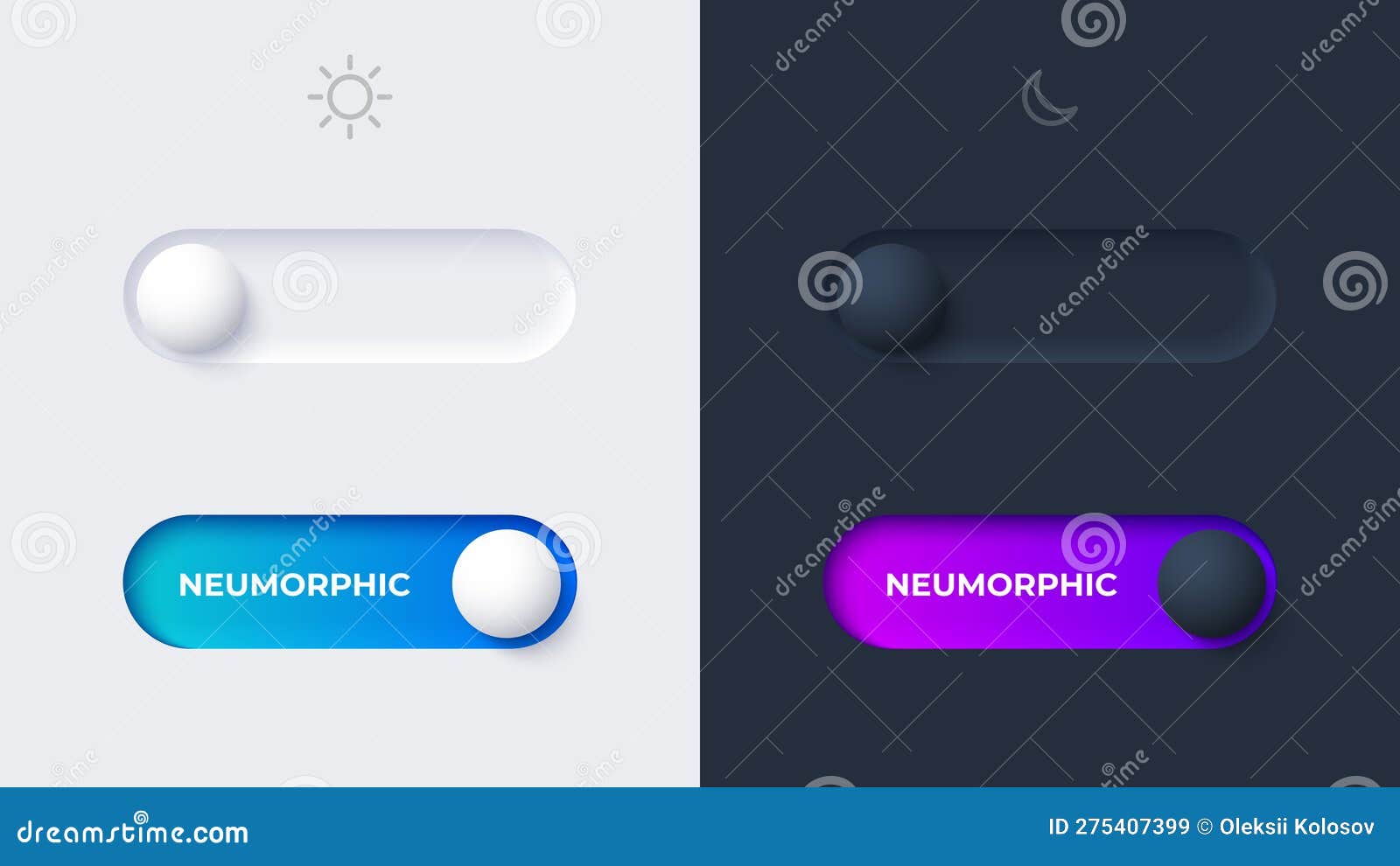 On and Off Switch in Light and Dark Mode. Neumorphic Design Template ...