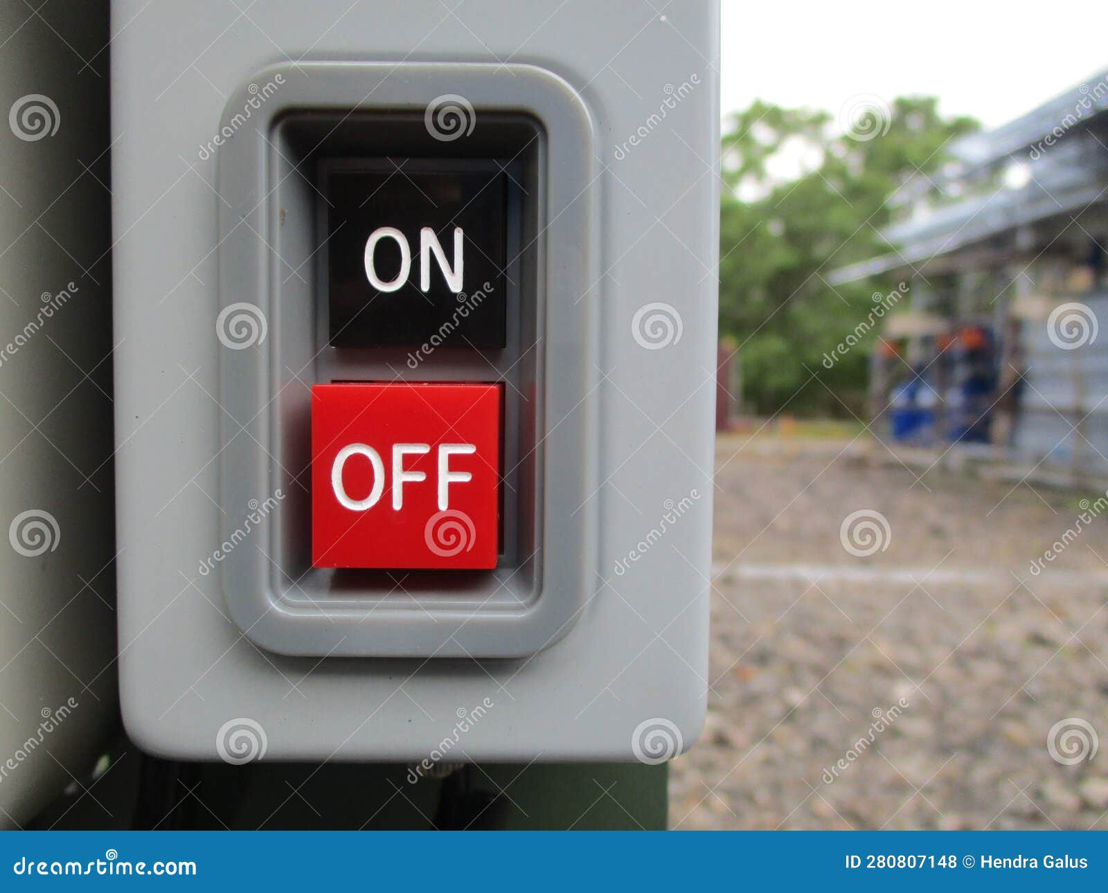 On Off Switch on a Machine. Close Up of Push Button Stock Photo - Image ...