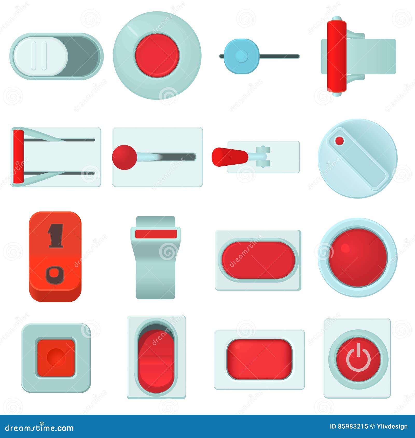 On Off Switch Web Buttons Icons Set, Cartoon Style Stock Vector ...