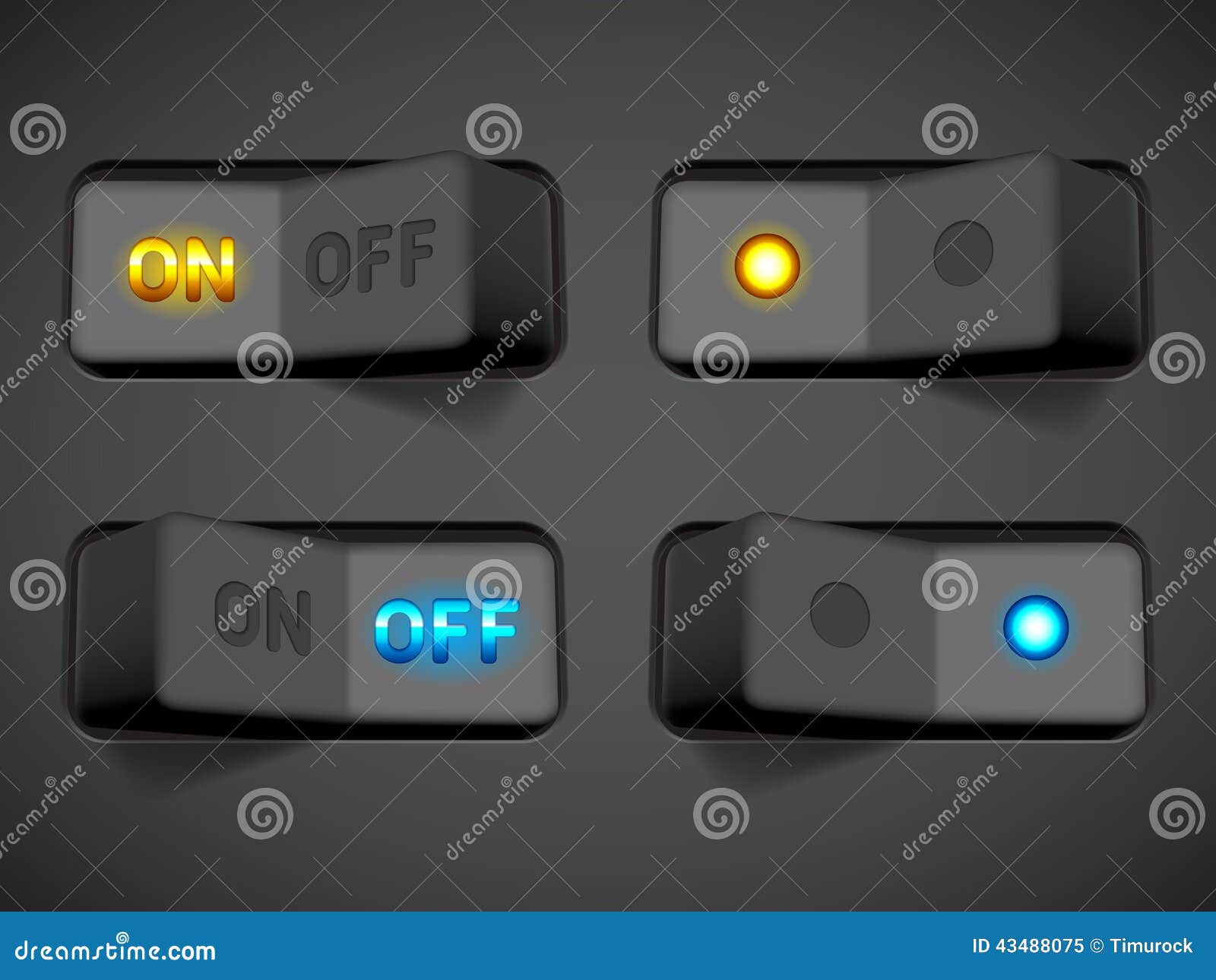 On and Off switches. stock vector. Illustration of buttons - 43488075