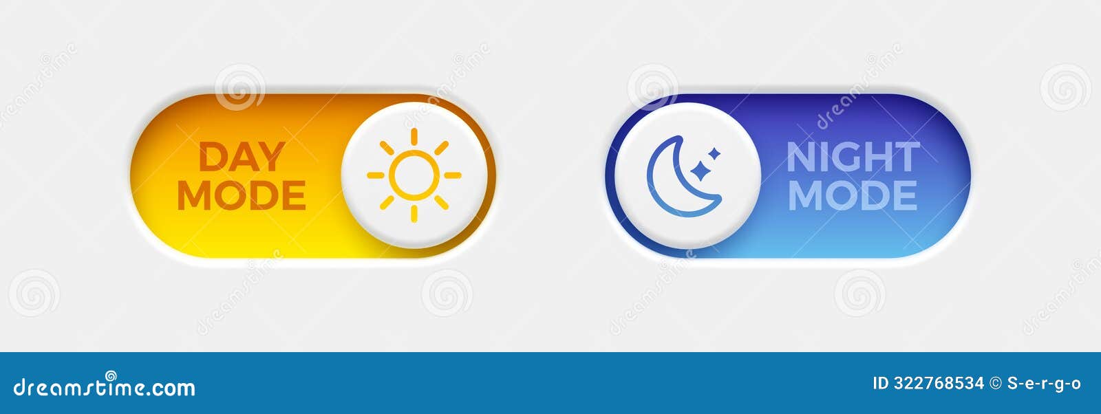 On and Off Toggle Switch Buttons. Day and Night Mode Switch Button ...