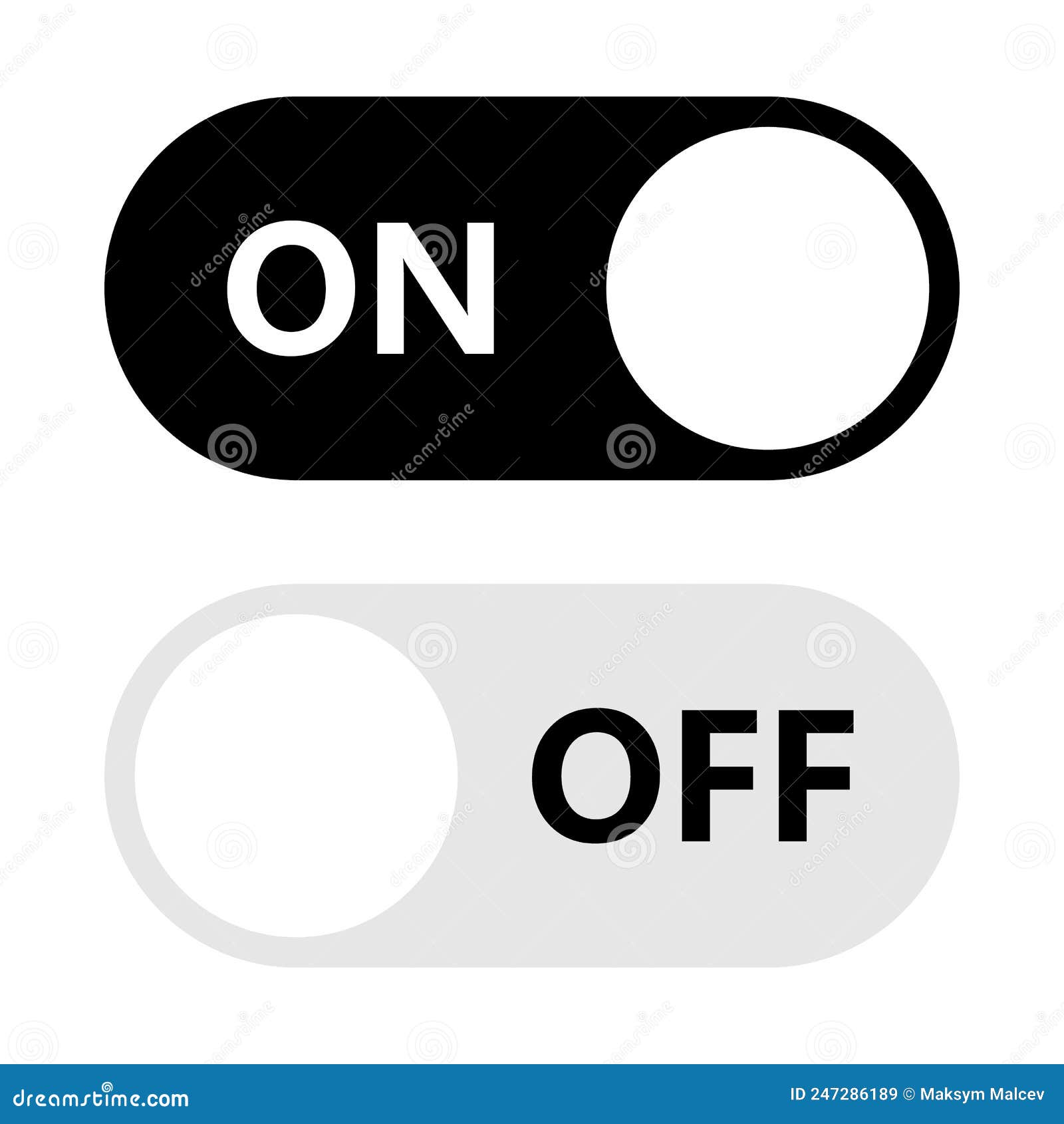 On and Off Toggle Switch Buttons. Flat Design Switch Buttons Set ...