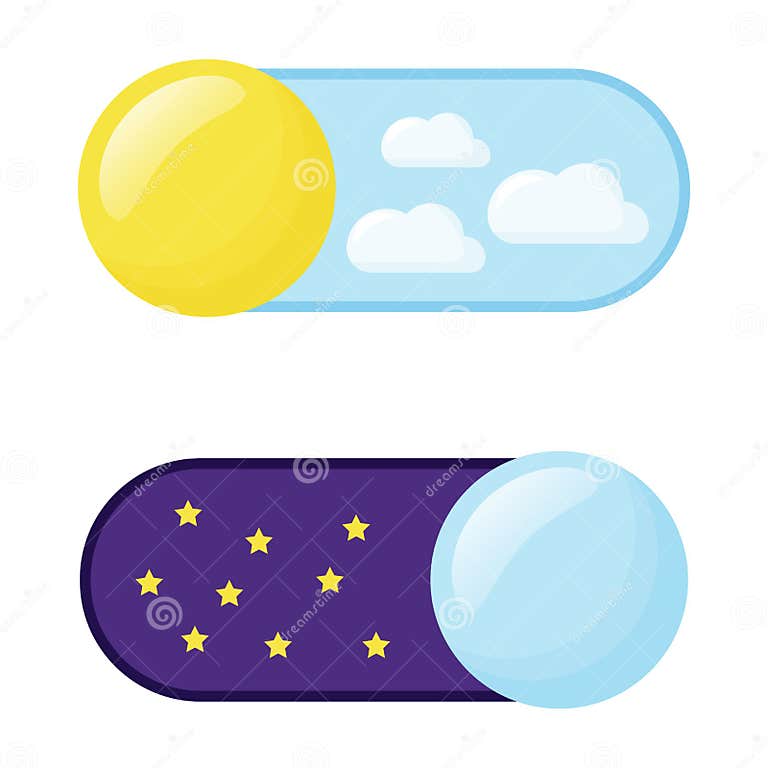 On and Off Toggle Switch Buttons. Light and Dark Buttons. Day Night ...