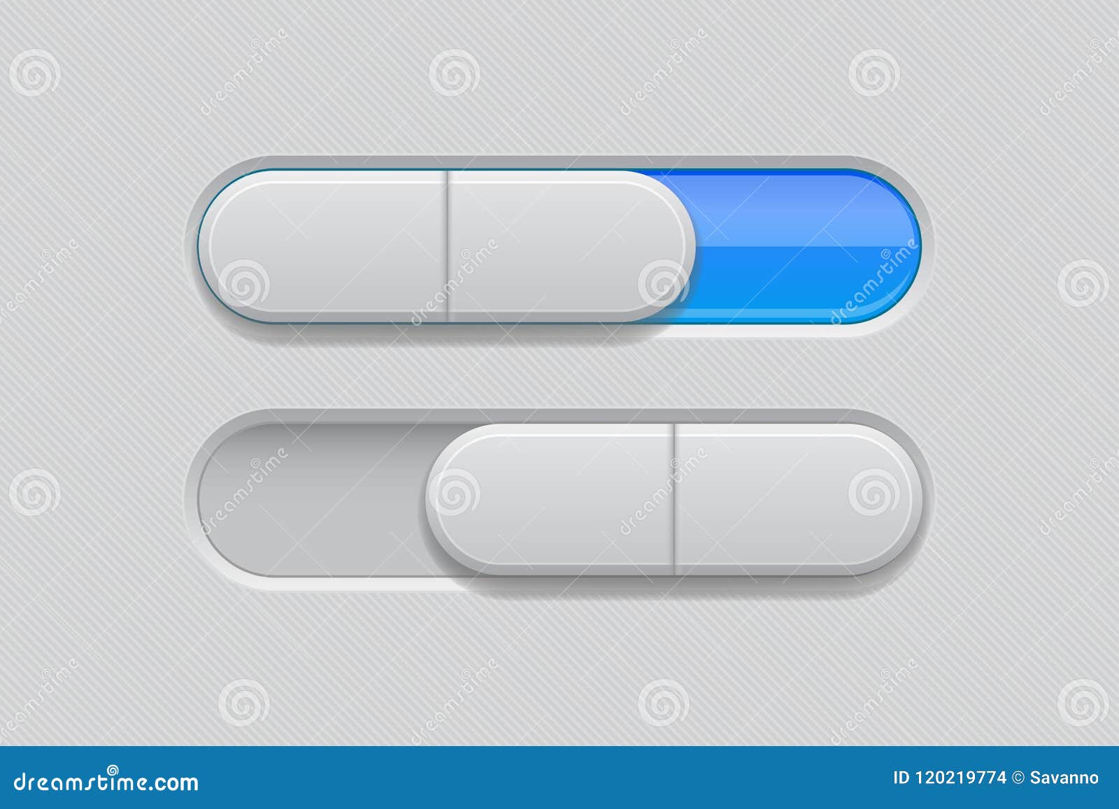 On and Off Toggle Switch Buttons. Slider Gray and Blue 3d Icons Stock ...