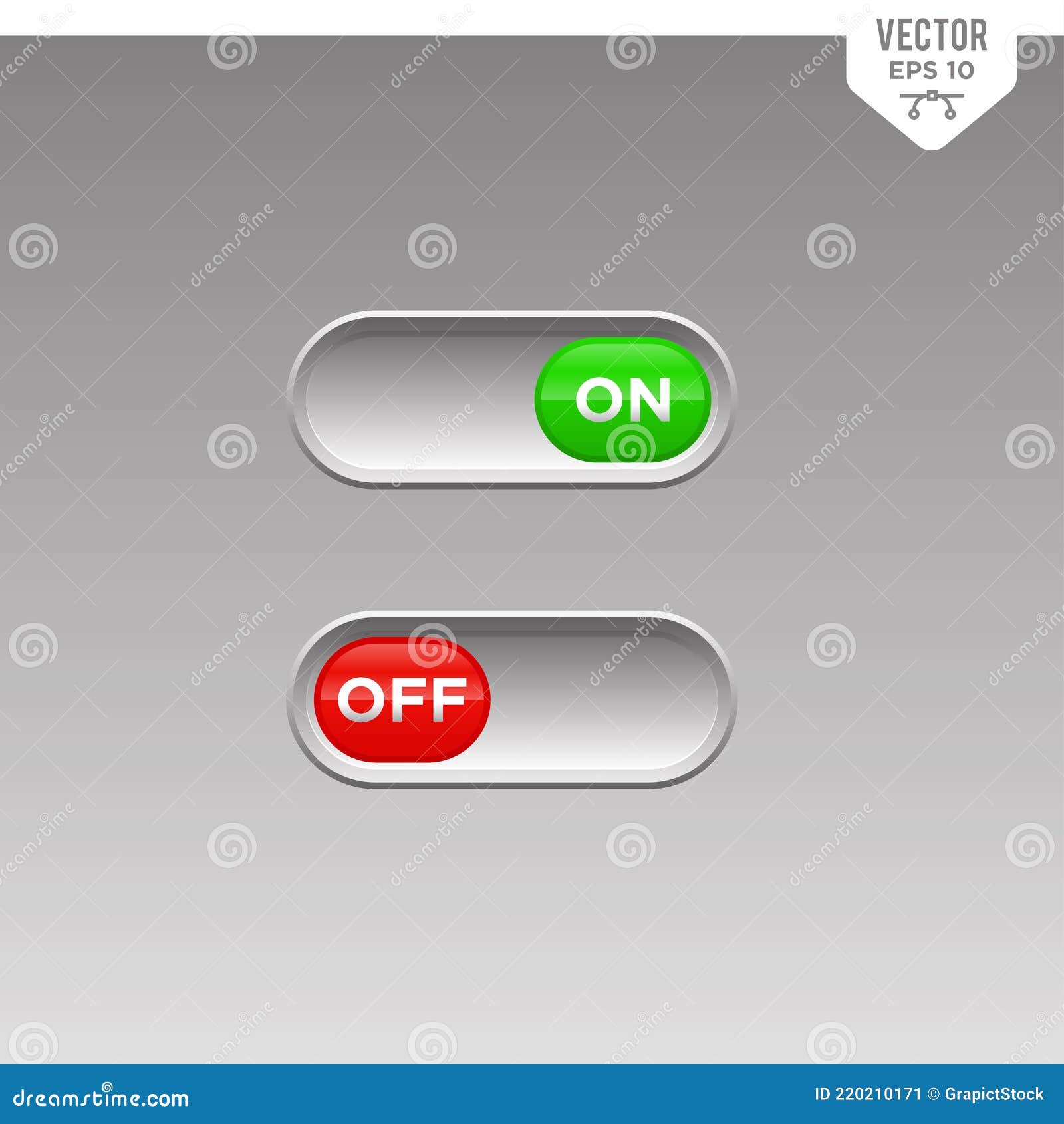 On Off Switch Slider Style Power Buttons With RED Button Background The ...