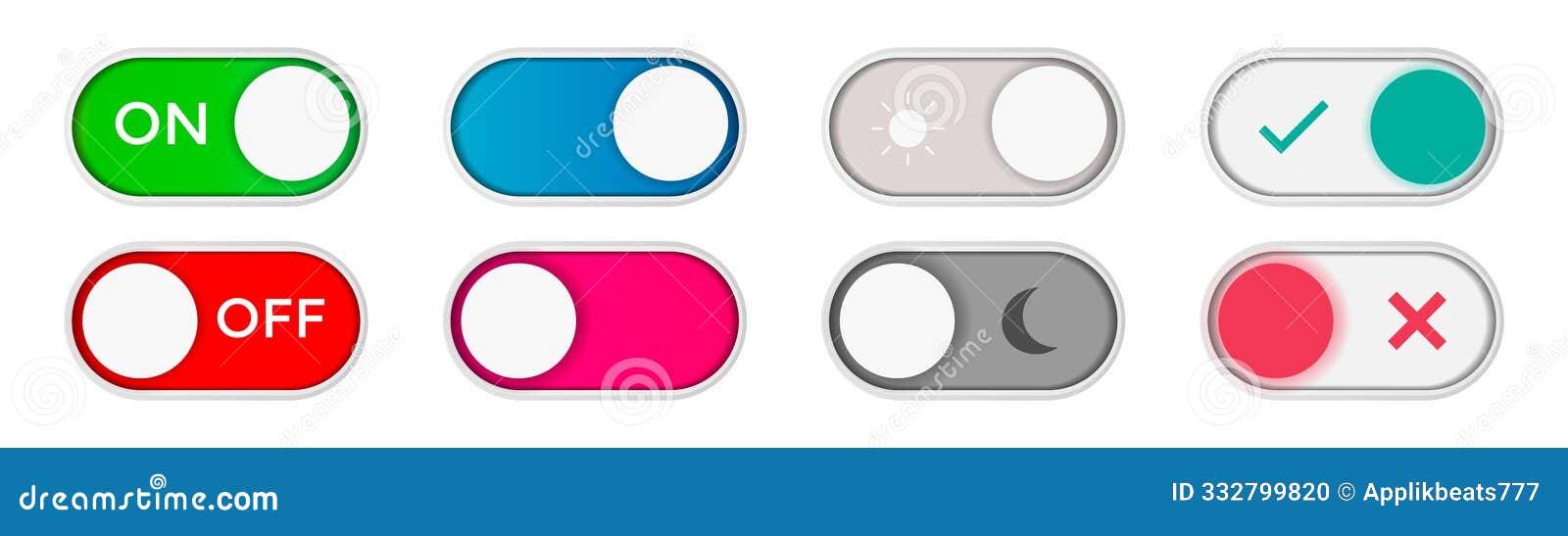 On and Off Web Buttons Design Collection. Vector Illustration Stock ...