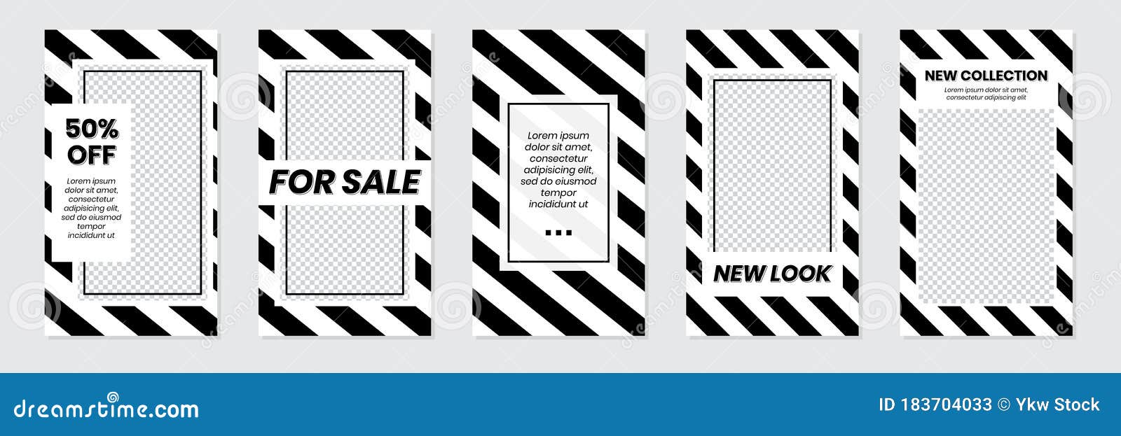 Slides Abstract Unique Editable Modern Social Media Off White Striped ...