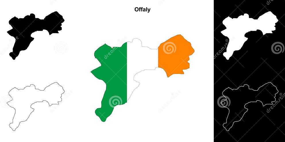 Offaly outline map stock vector. Illustration of contae - 323667036