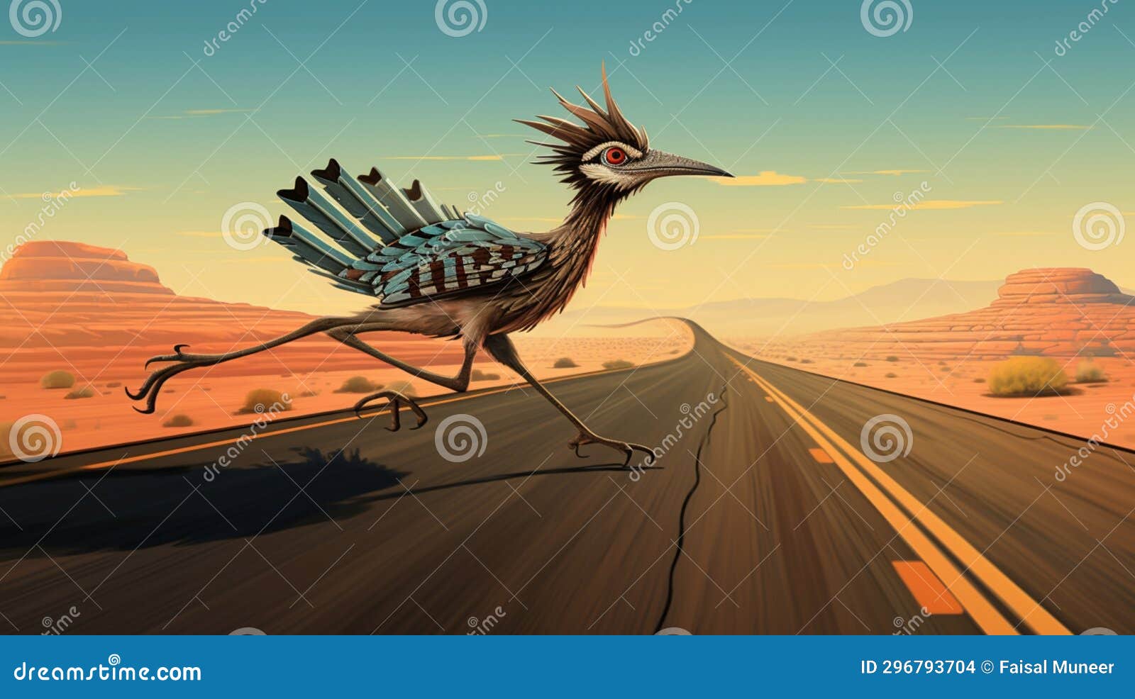 An Offbeat Roadrunner Sprinting with Exaggerated Speed Lines Stock ...