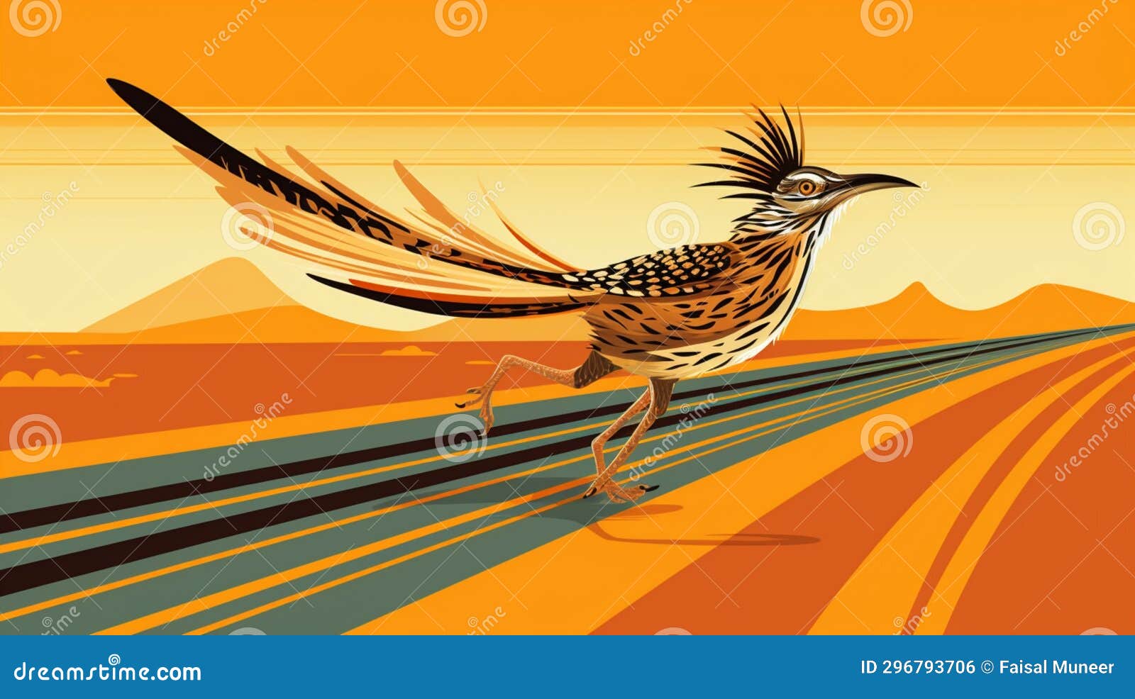 An Offbeat Roadrunner Sprinting with Exaggerated Speed Lines Stock ...