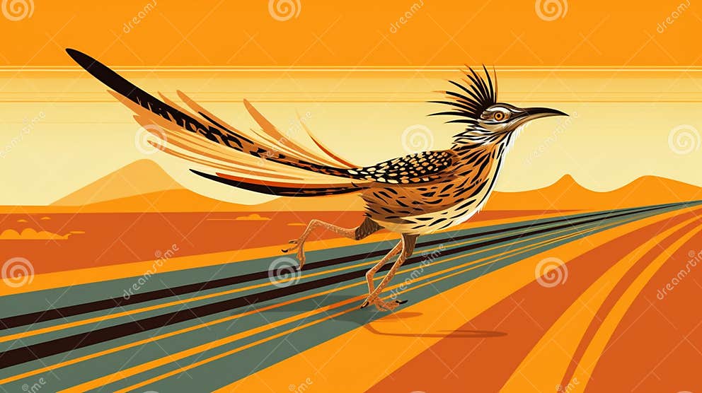 An Offbeat Roadrunner Sprinting with Exaggerated Speed Lines Stock ...