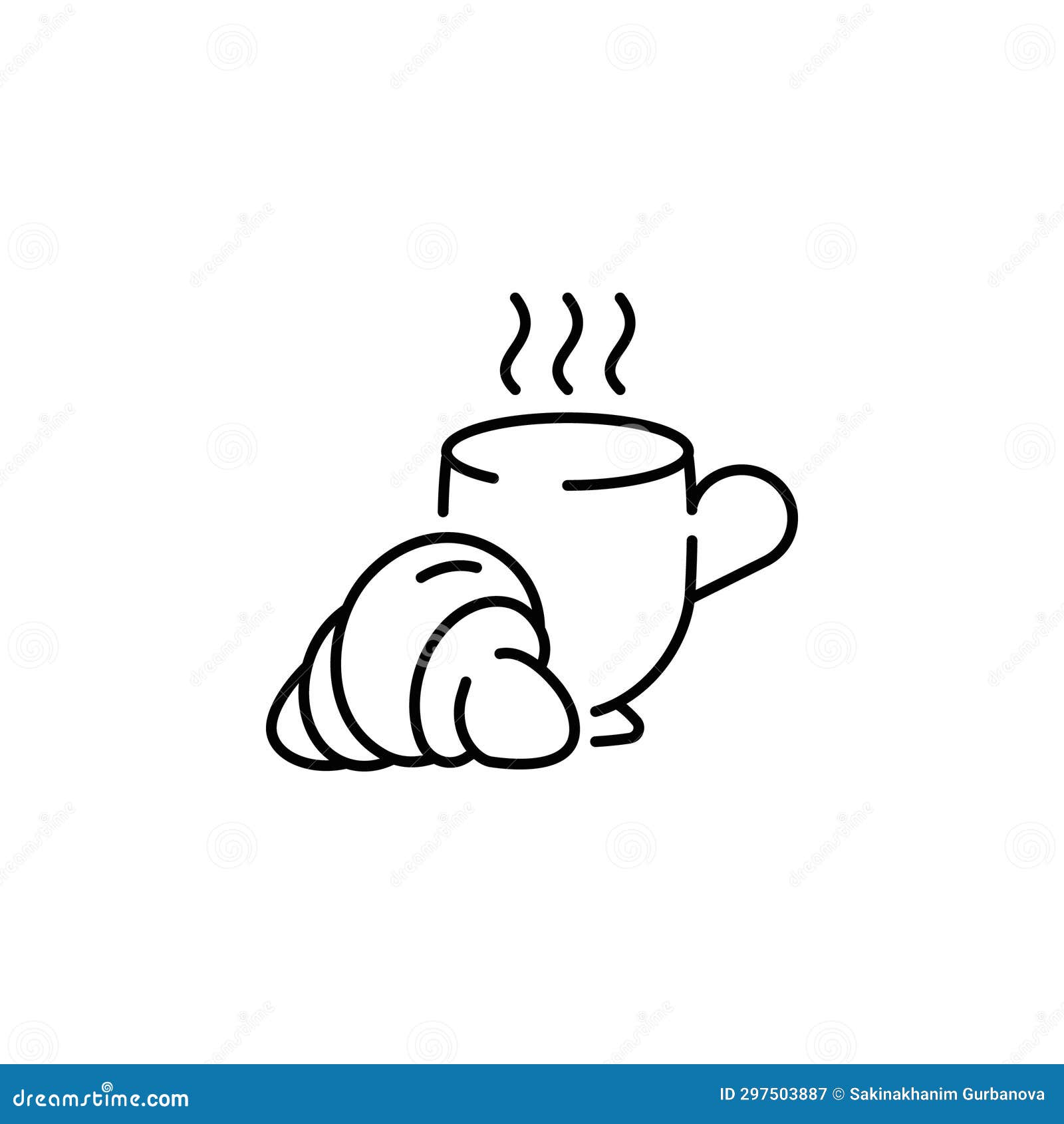 Offee and Croissant Icon. Simple Outline Coffee and Croissant Icon ...