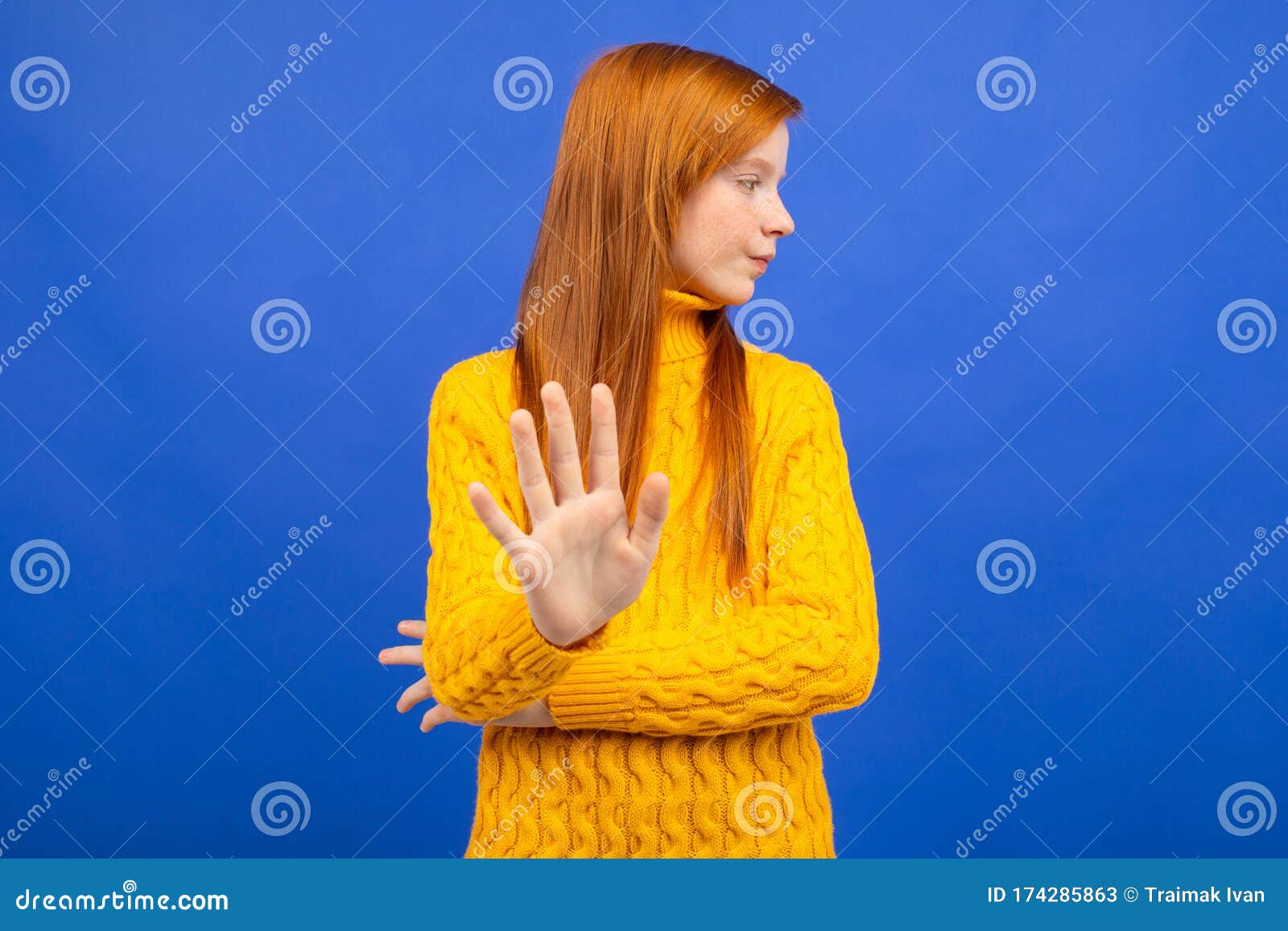 Offended Sad European Millennial Lady Ignores Screaming Displeased