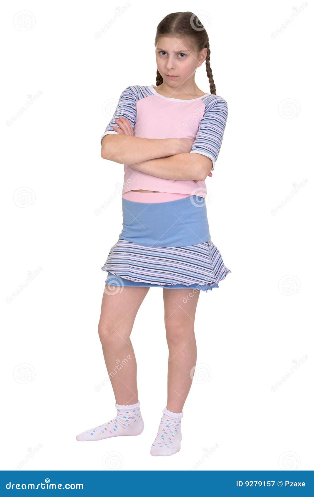 Offended Girl Isolated on a White Background Stock Image - Image of ...