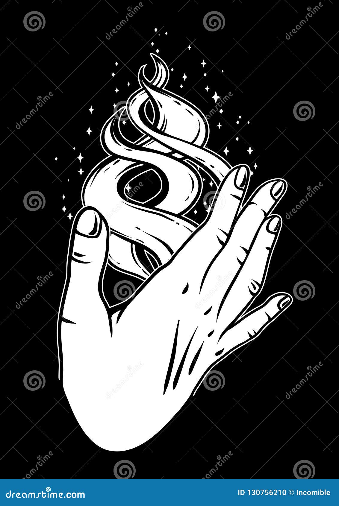 Offene Hand Mit Magischem Feuer Vektor Abbildung - Illustration von ...