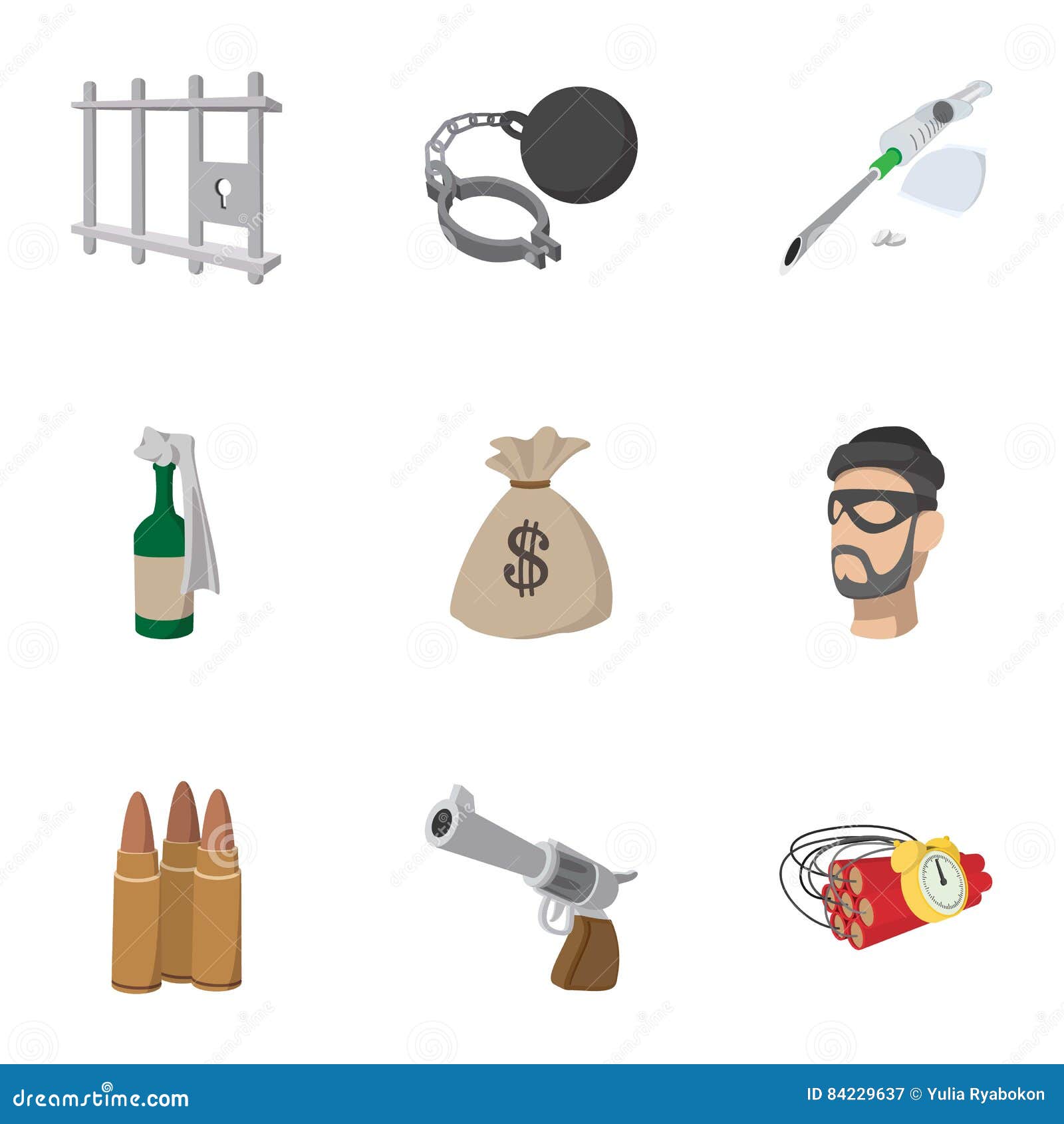 Offense Icons Set, Cartoon Style Stock Vector - Illustration of ...