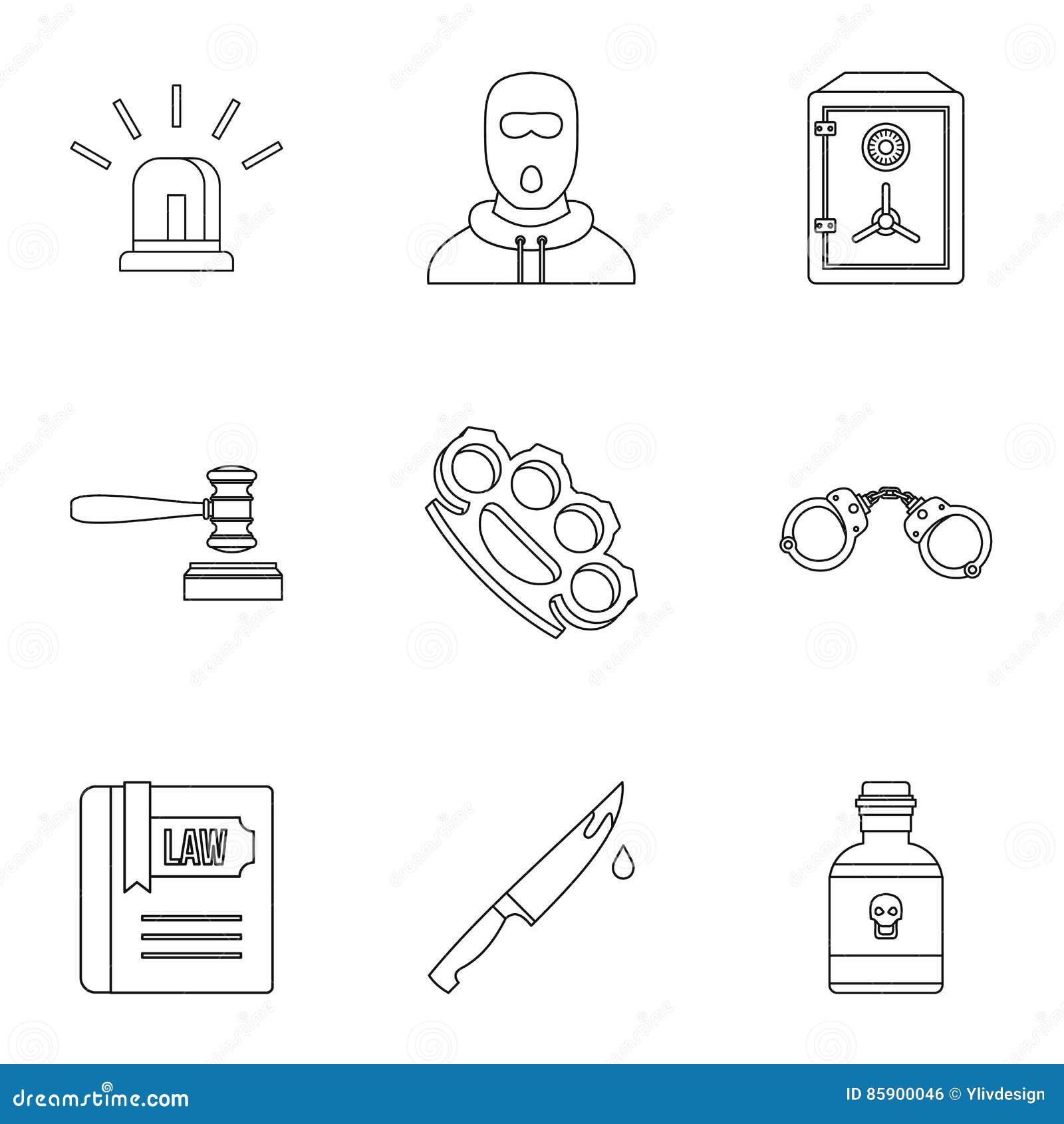 Offense Icons Set, Outline Style Stock Vector - Illustration of ...