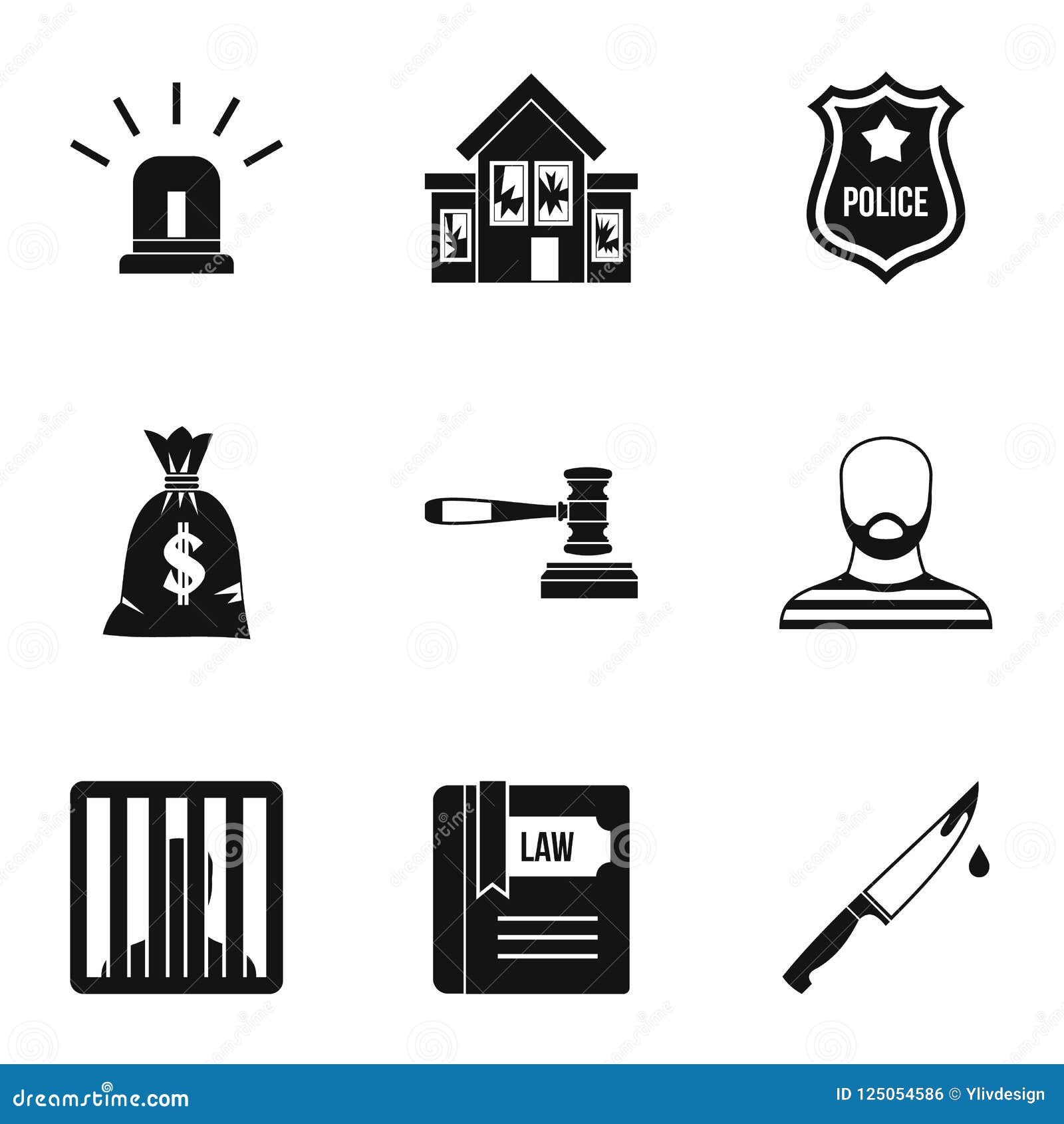 Offense Icons Set, Simple Style Stock Illustration - Illustration of ...
