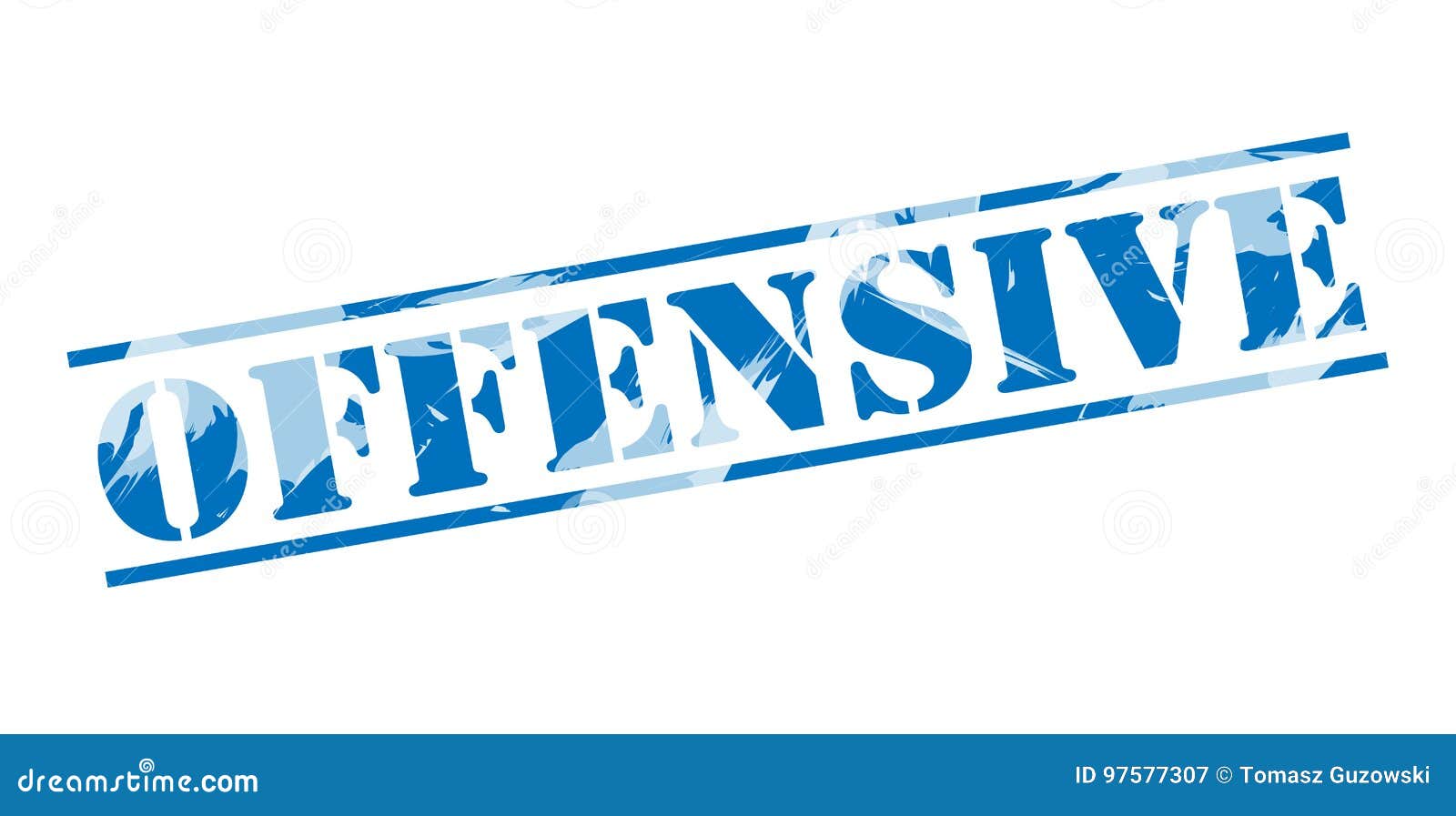 Offensive blue stamp stock illustration. Illustration of label - 97577307