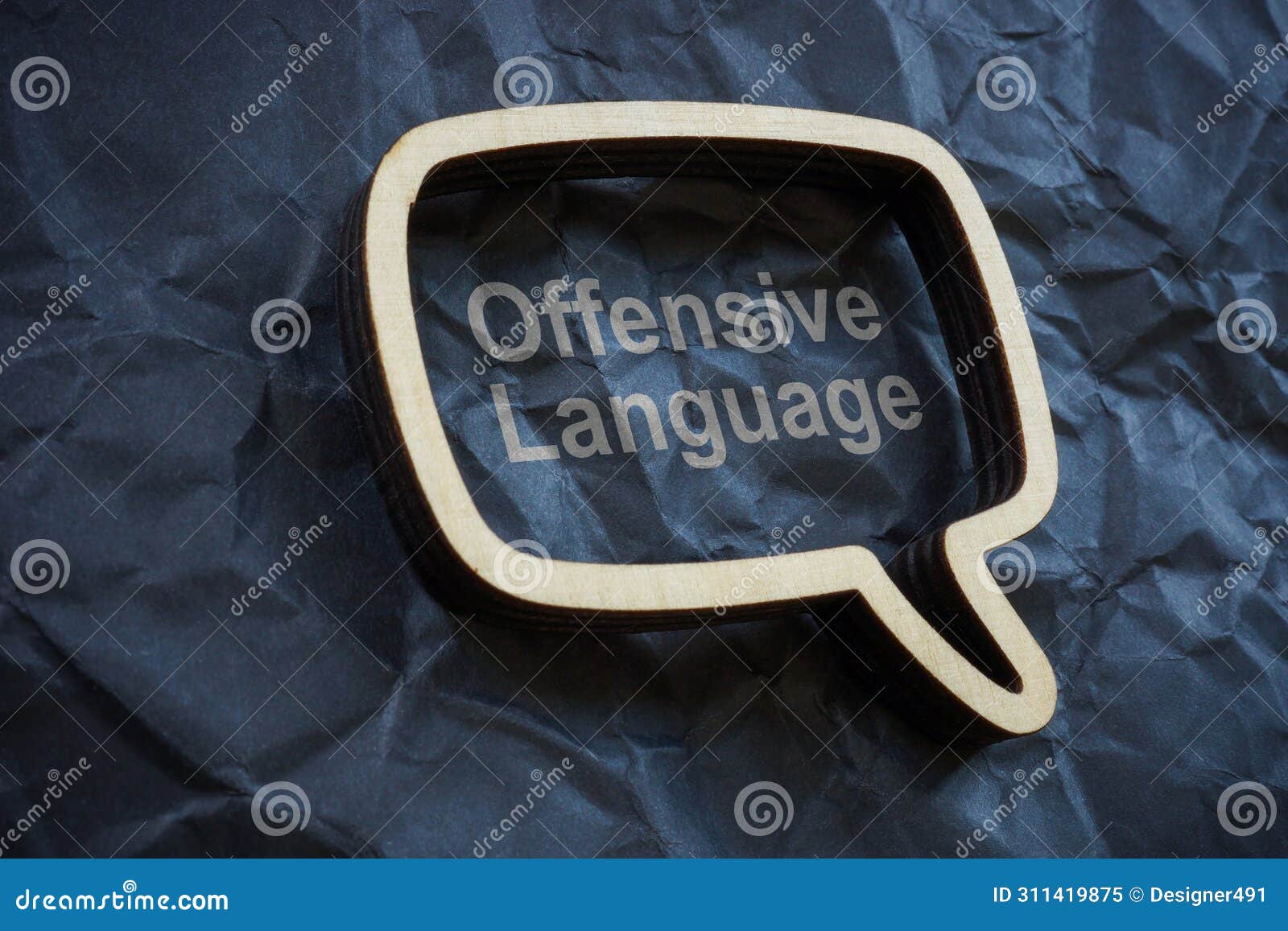 Offensive Language Concept. Speech Bubble on Crumpled Paper. Stock ...