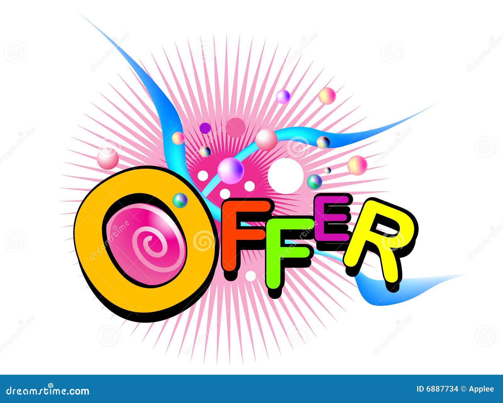 Offer in colorful text stock vector. Illustration of arts - 6887734