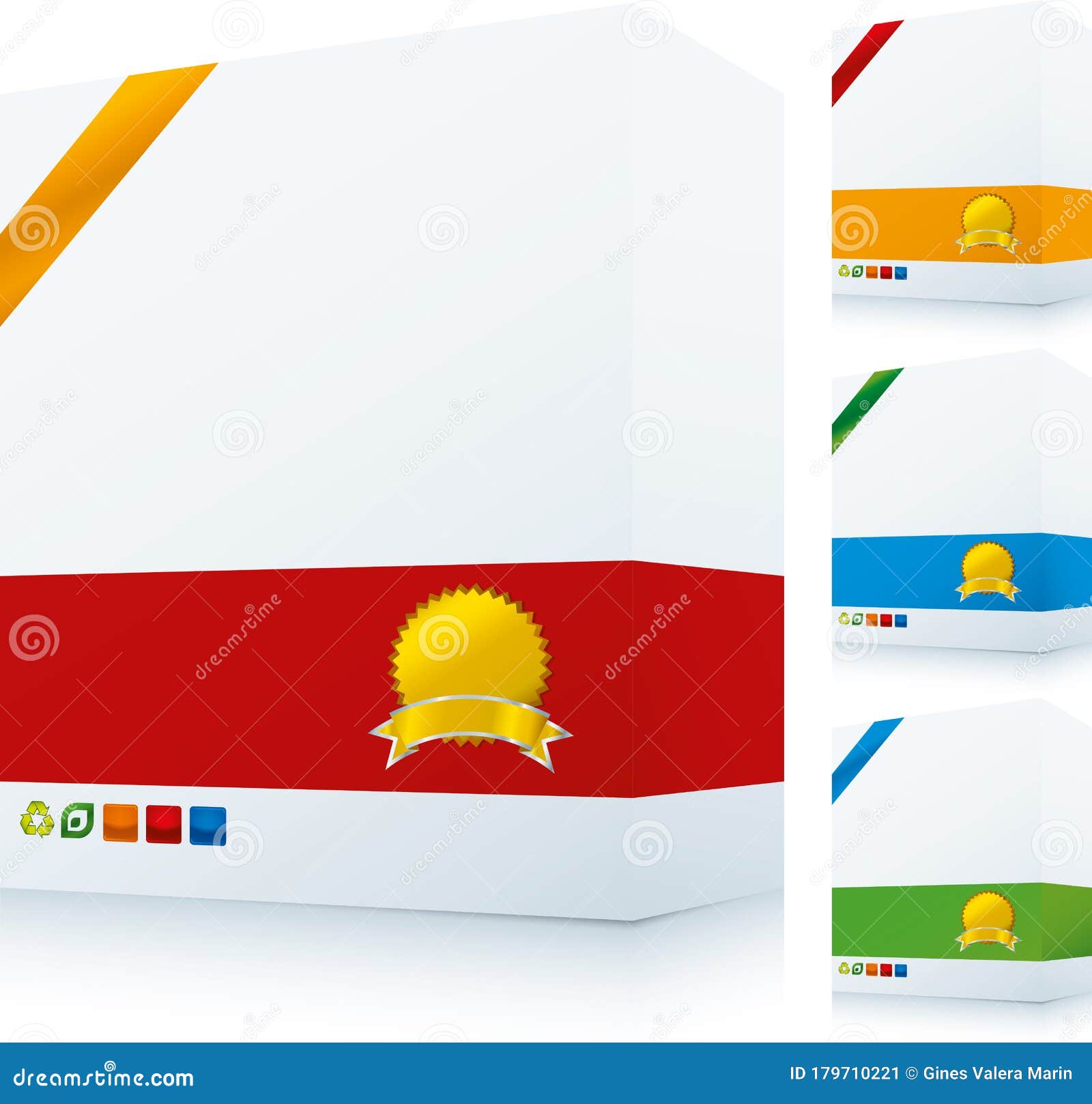 Offer Box in 3D with Copy Space and Color Versions Stock Illustration ...