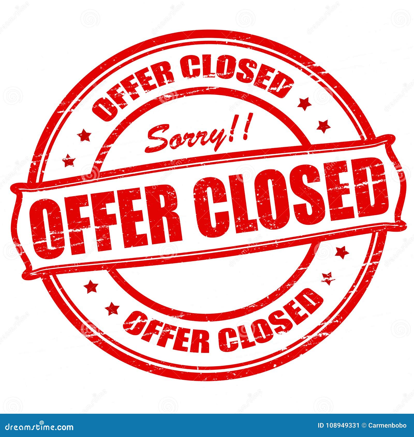 Offer closed stock illustration. Illustration of symbol - 108949331